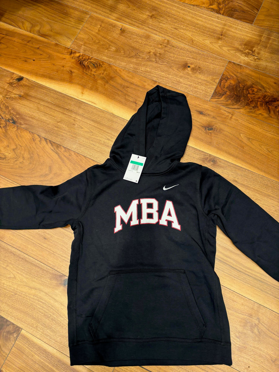 Nike Black Hooded Sweatshirt with White MBA Arch Outlined in Cardinal ...