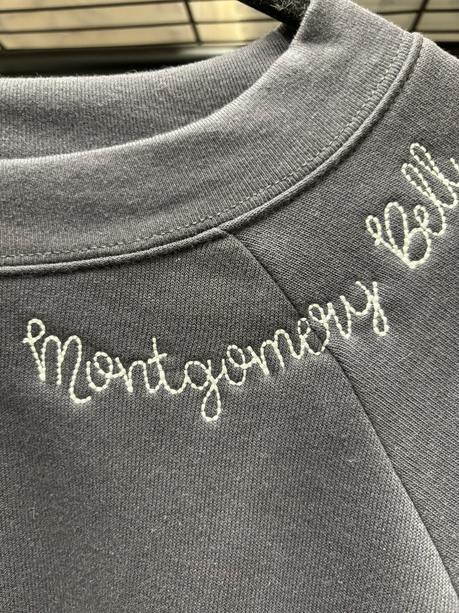 Bella Canvas Cropped Sweatshirt in Iron Gray with Montgomery Bell on C ...