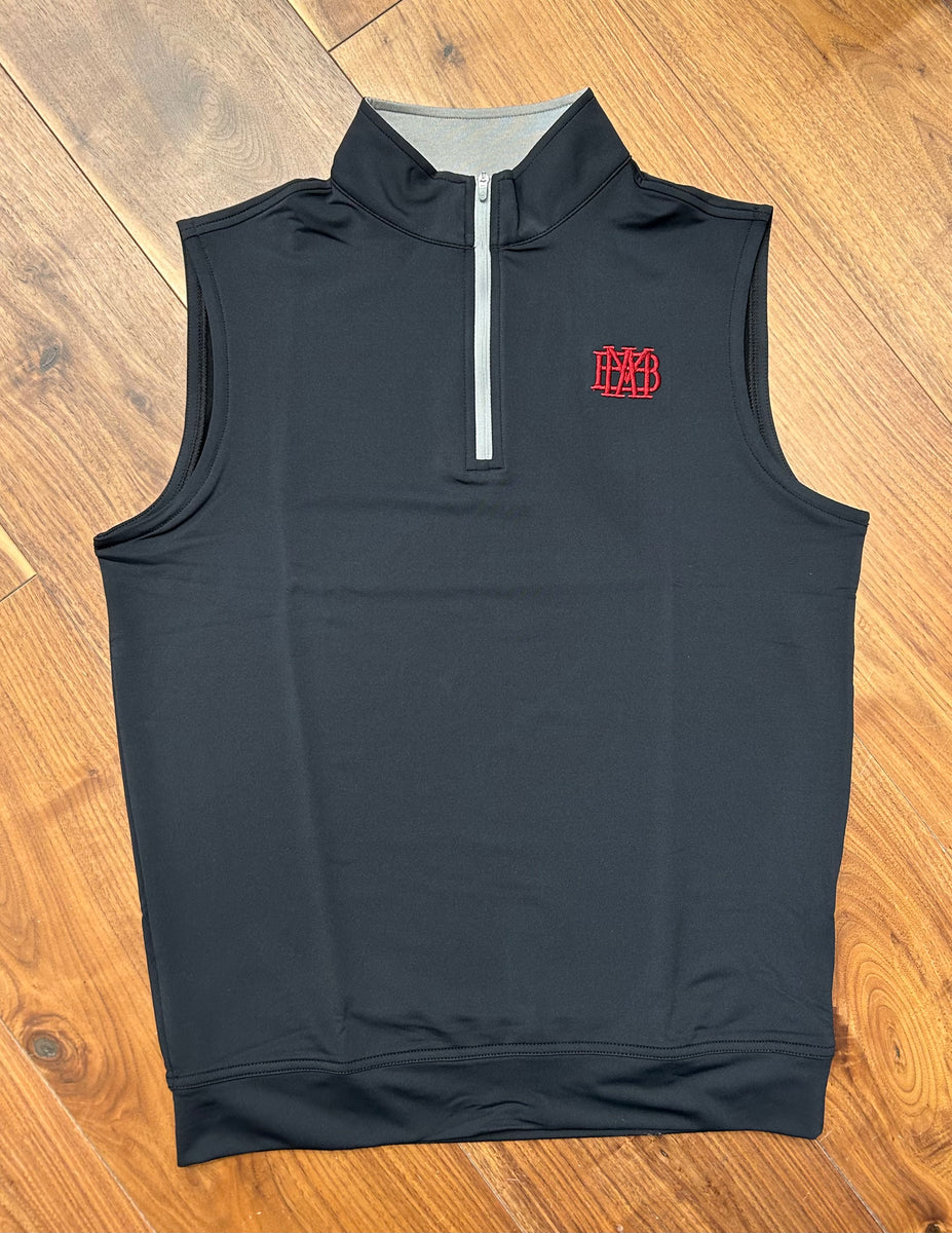 Peter Millar Black 1/4 Zip Vest with Cardinal Waffle – MBA Big Red Store