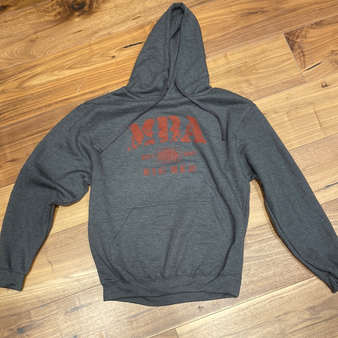 Tultex Dark Gray Hooded Sweatshirt with Distressed Cardinal MBA – MBA ...